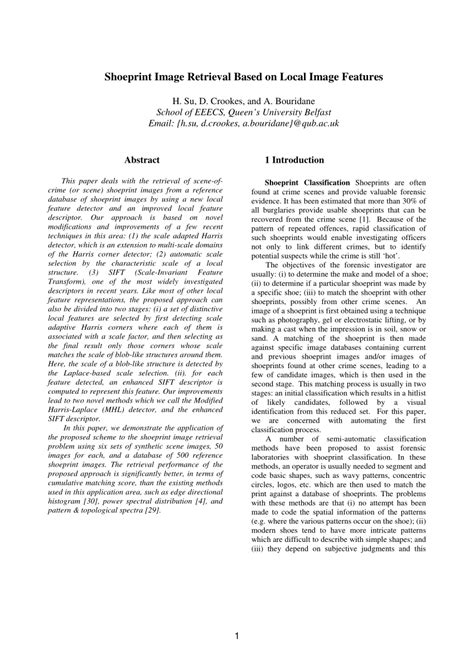Pdf Shoeprint Image Retrieval Based On Local Image Features