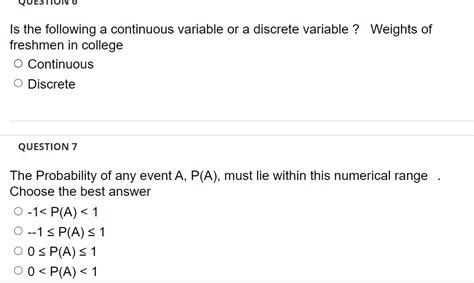 Solved Is The Following A Continuous Variable Or A Discrete Chegg Com