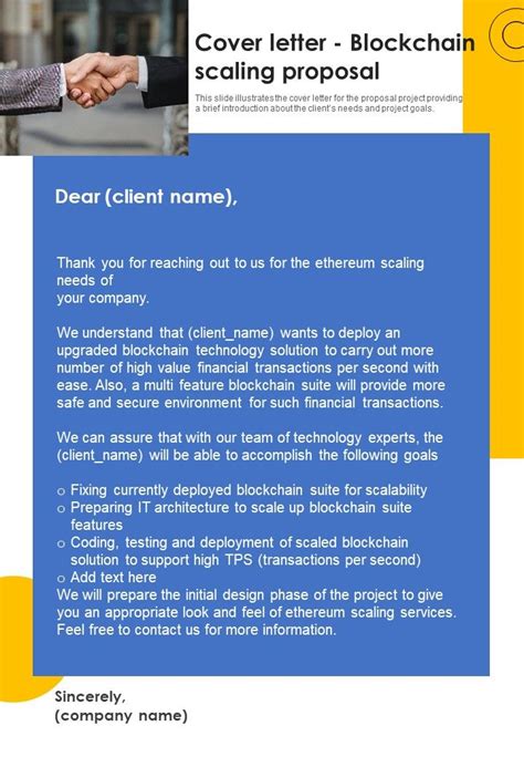 cover letter blockchain scaling proposal one pager sample example document