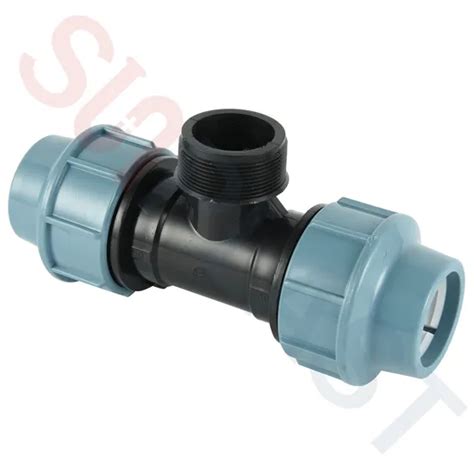 Pp Compression Fitting Male Thread Tee For Pe Pipe Hdpe Tee Reducer