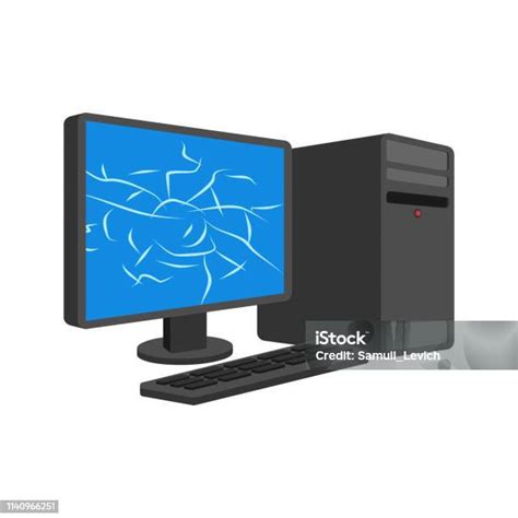 깨진 컴퓨터 금이 화면 Pc 절연 데이터 프로세서 벡터 일러스트 Lcd에 대한 스톡 벡터 아트 및 기타 이미지 Lcd 개념