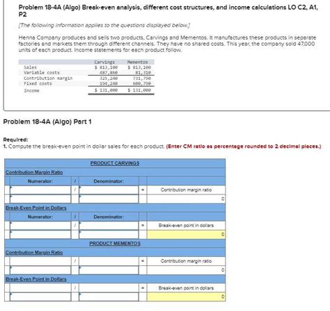 [solved] Problem 18 4a Algo Break Even Analysis Diff