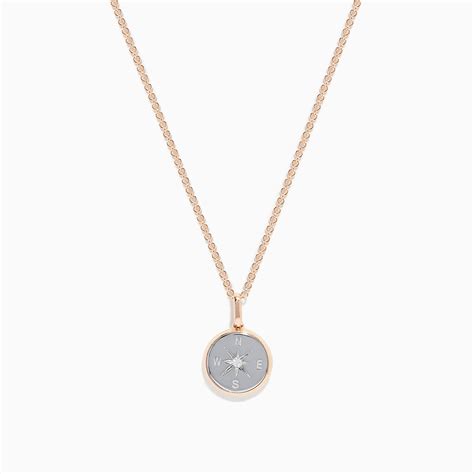 Novelty 14k Two Tone Gold Diamond Compass Pendant