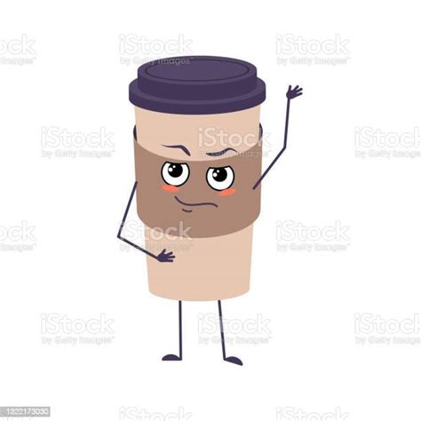 감정 얼굴 팔과 다리와 커피 캐릭터의 귀여운 컵 재미 있거나 자랑스럽고 음료를 마실 수 있는 종이 유리 가공의 인물에 대한 스톡 벡터 아트 및 기타 이미지 Istock
