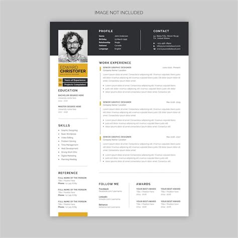 Premium Psd Psd Minimal Resume Or Cv Template Design