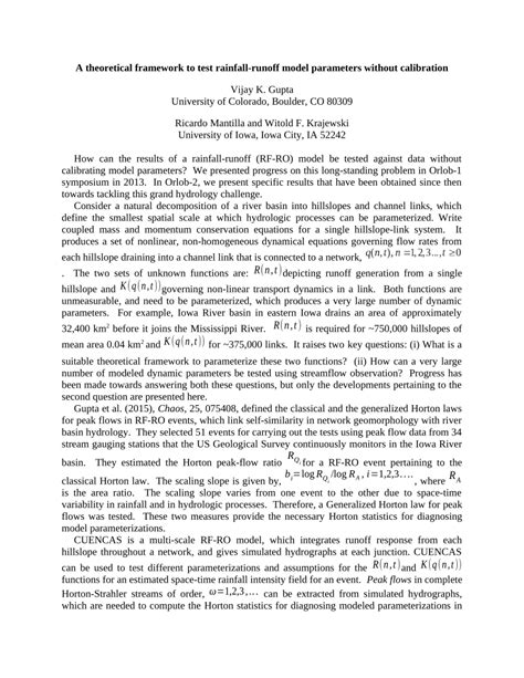 pdf a theoretical framework to test rainfall runoff model parameters