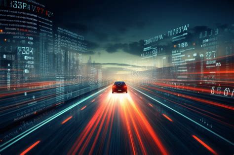 Dynamic Digital Binary Code With Cityscape And Motion Blur For Ai Big