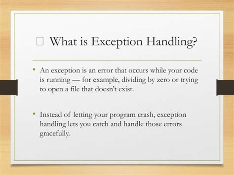 Exception Handling In Python Topic Pptx
