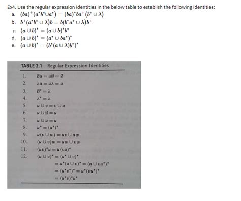 solved ex4 use the regular expression identities in the