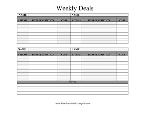 Weekly Deals Schedule Template Download Printable Pdf Templateroller