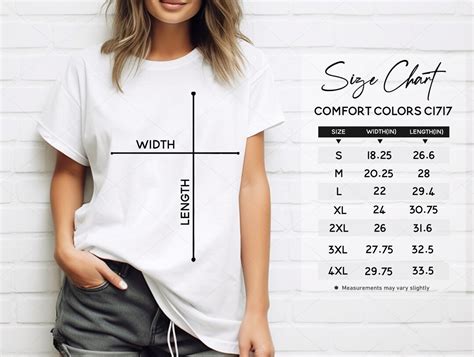 Comfort Colors Size Chart C Sizing Chart Tshirt Measurements Unisex T Shirt Sizing Mockup