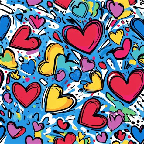 A Quirky And Colorful Heart Explosion Pattern With Large And Small