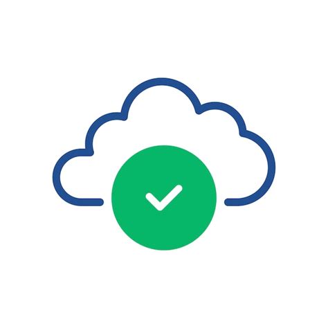 Premium Vector Thin Line Blue Cloud Icon With Green Checkmark Concept
