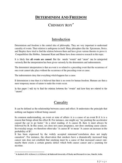 Determinism Vs Freedom In Philosophy Pdf Indeterminism Determinism