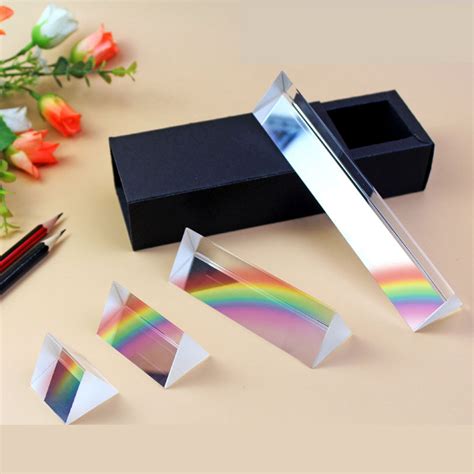 Optical Glass Rainbow Prism Teaching Triangle Crystal Physics Light