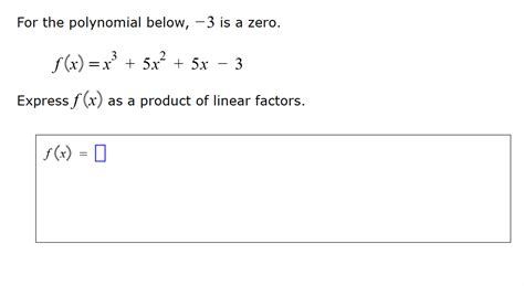Solved For The Polynomial Below Is A Zero Chegg Com