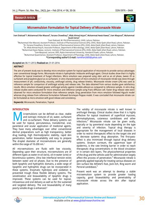 Pdf Microemulsion Formulation For Topical Delivery Of Miconazole Nitrate