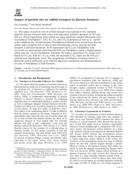 Pdf Impact Of Particle Size On Colloid Transport In Discrete