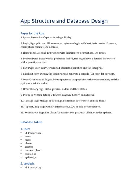 App Structure And Database Design Pdf