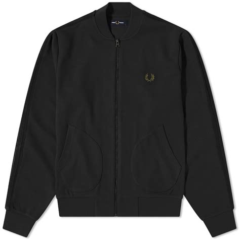 Fred Perry Knitted Taped Track Jacket Black End Us