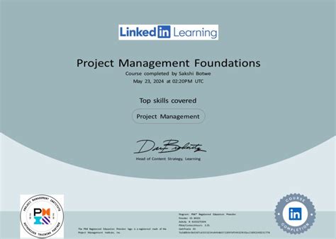 Completed Project Management Foundations Course Sakshi Botwe Posted