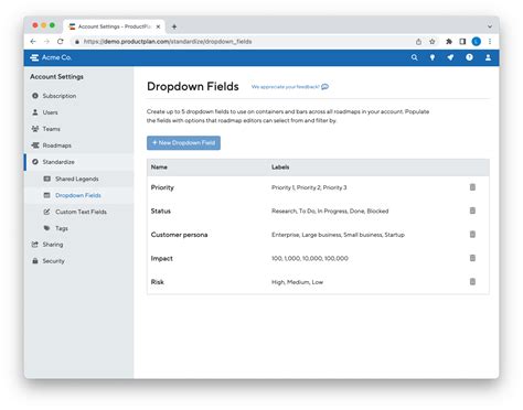 Create More Dropdown Fields Plus A Better Custom Fields Ui Productplan