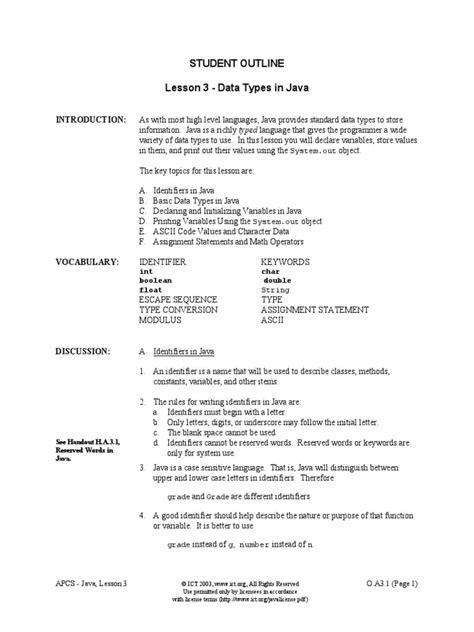 Lesson 3 Pdf Class Computer Programming Data Type