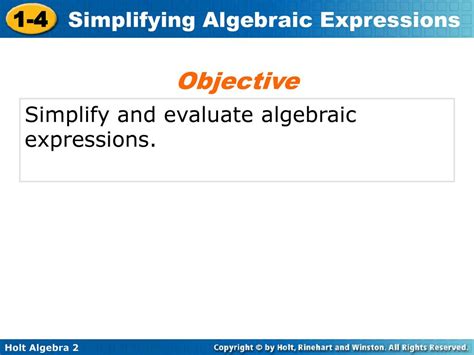 Simplifying Algebraic Expressions Ppt Download