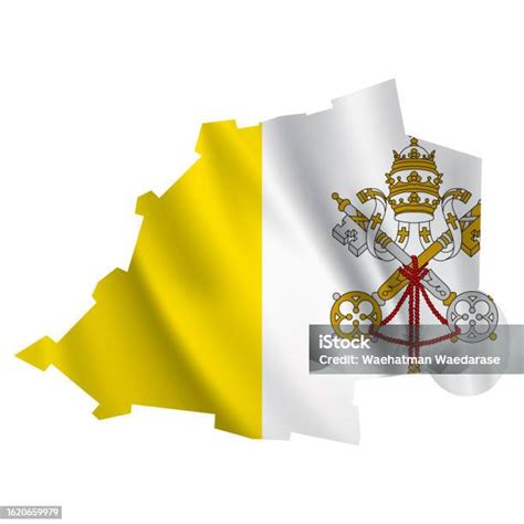 흰색 배경에 분리된 흔들리는 깃발이 있는 바티칸 시국 지도 지도에 대한 스톡 벡터 아트 및 기타 이미지 지도 0명 3차원