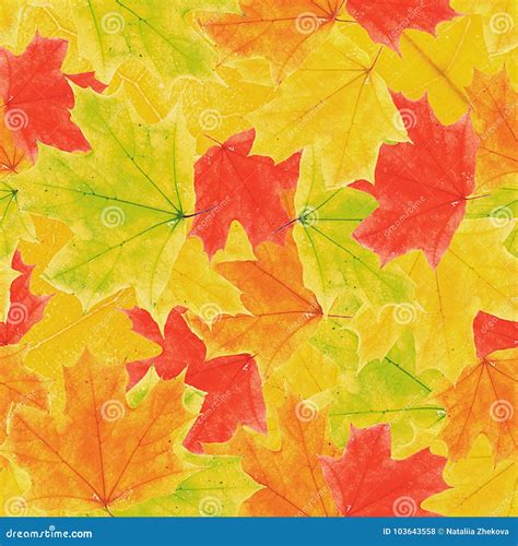 Maple Leaves Seamless Pattern Background Stock Illustration