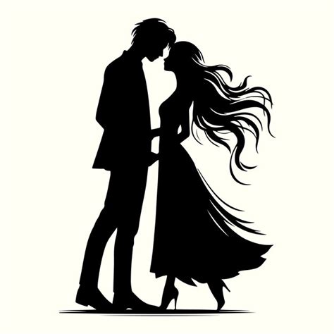 만적 인 커플 실루 터 일러스트레이션 프리미엄 Ai 생성 벡터