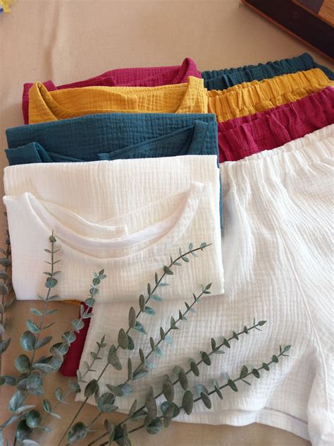 2 Pcs Set Muslin Top And Wide Loose Shorts Soft Gauze Underwear Loose