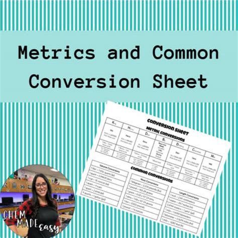 Printable Conversion Sheet With Metric And Common Conversions By Chem