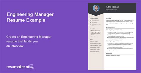 Engineering Manager Resume Example For