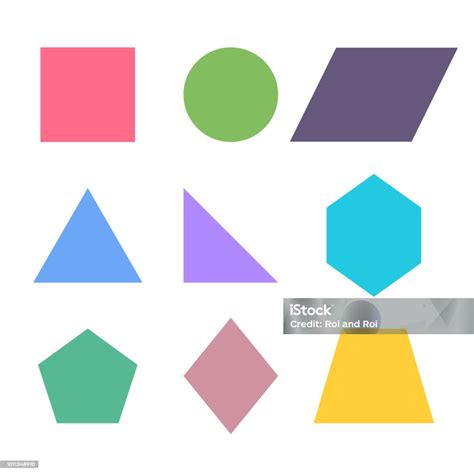 기하학적 인물 사각 원형 삼각형 사각형 마름모 등 벡터 평면 교육 아이콘에 고립 된 흰색 배경을 설정합니다 삼각형에 대한 스톡 벡터 아트 및 기타 이미지 Istock