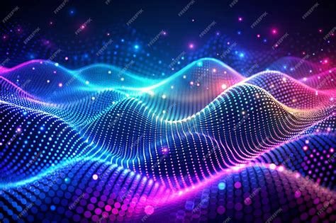 Premium Photo Digital Wave With Many Dots And Particles Abstract Dynamic Wave Background