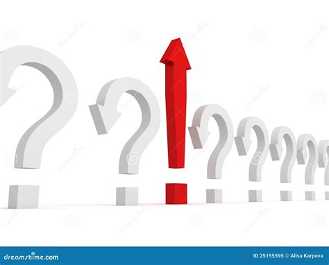 Large Red Exclamation Mark Arrow In Questions Row Stock Illustration Illustration Of Decisions
