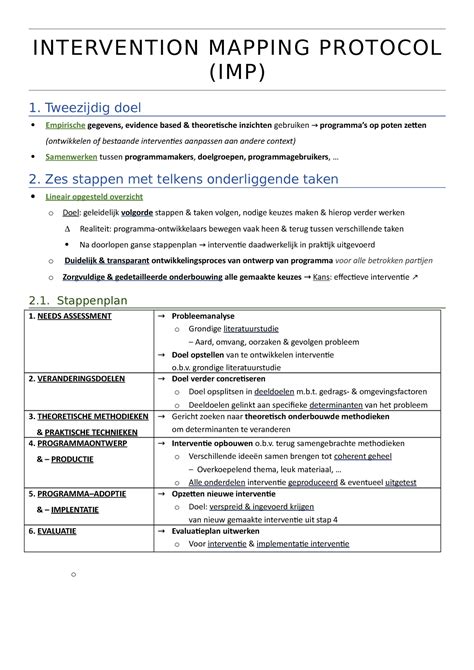 Samenvatting Interventie Ontwikkeling Voor Spp Intervention Mapping