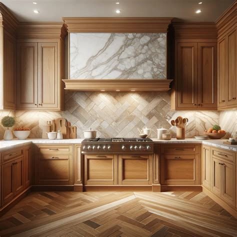 Modern Kitchen Tile Backsplash Ideas With Oak Cabinets For Timeless Style