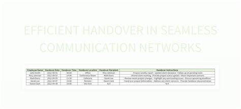 Efficient Handover In Seamless Communication Networks Excel Template