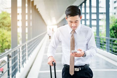 전문 사업 여행 스마트폰 내부 공항에 걸어 밖에 서 행복 한 미소를 사용 하 여 가방에 대한 스톡 사진 및 기타 이미지 가방 걷기 공항 Istock
