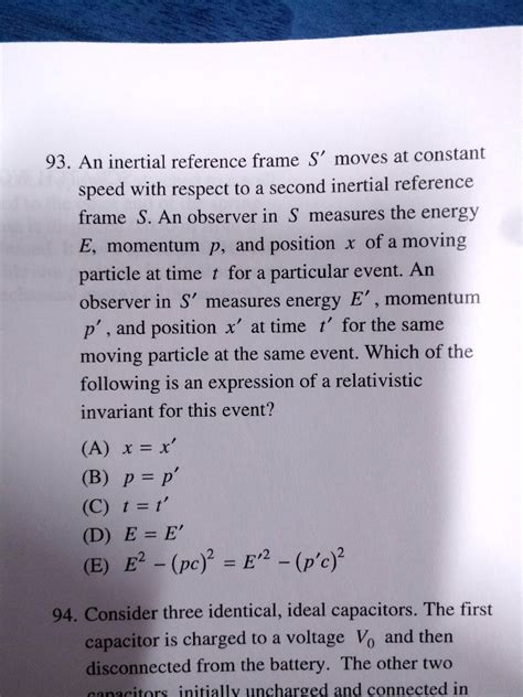 solved 93 an inertial reference frame moves at constant speed with