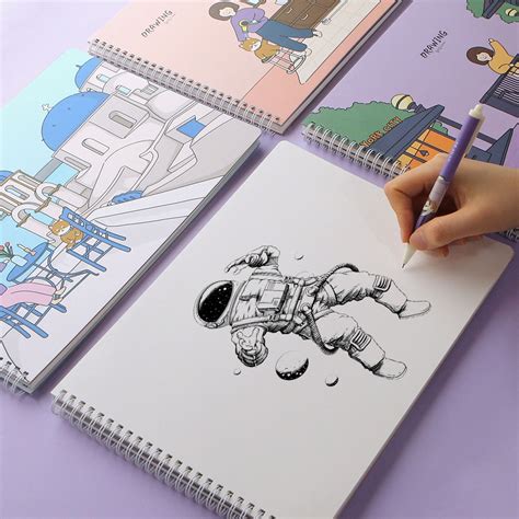 5000 보리 드로잉 노트 4종1개씩 4개세트 핑크퍼플스카이블루블루 스케치 무지 노트 에이블리