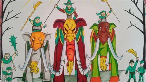 วาดรูป งวงแดง ช้างหงสา เรื่องก้านกล้วย Youtube