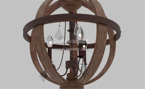 Blender 圆环黄铜吊灯3d模型素材资源免费下载 Blender3d模型库