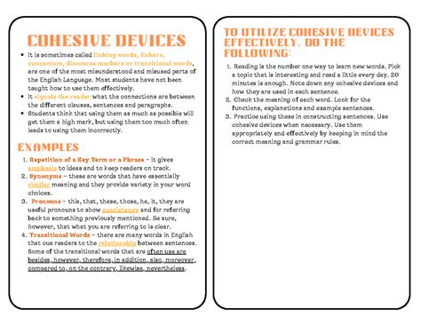 Cohesive Devices 1 Cohesive Devices Cohesive Devices It Is Sometimes Called Linking Words