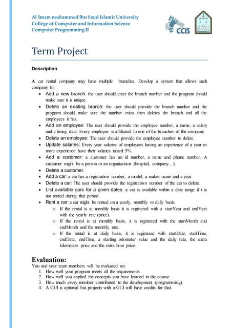Cs141 Term Project Pdf