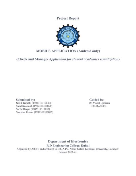 Mobile Application Project Report Docx Operating Systems Computer Software And Applications