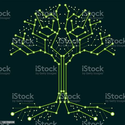 인쇄 회로 기판의 형태로 기술 나무 흑인과 백인 나무 기술 보드의 연결의 모양에서 평면 디자인 일러스트 레이 션 벡터 벡터 나무에 대한 스톡 벡터 아트 및 기타 이미지