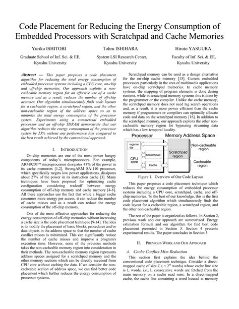 Full Article Code Placement For Reducing The Energy Consumption Of Embedded Processors With